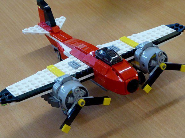 LEGO propeller plane building workshop
