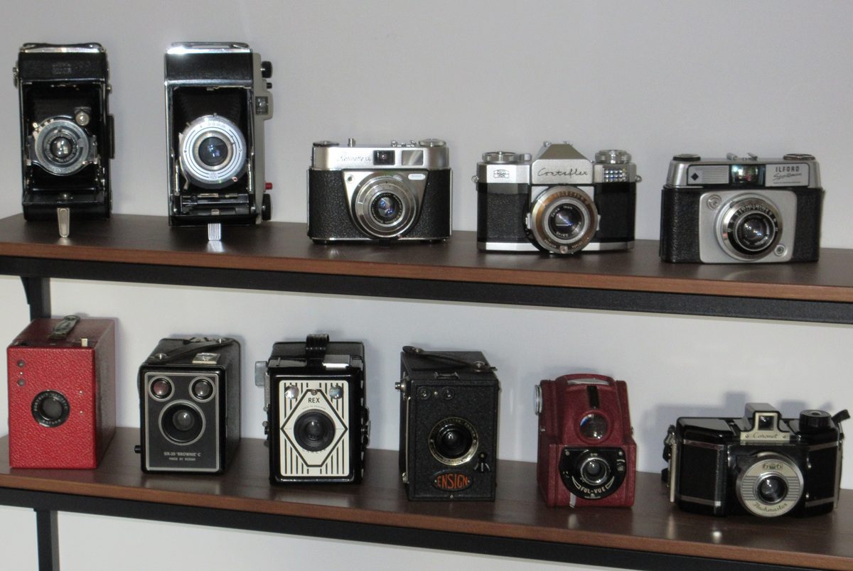 A collection of antique and vintage cameras at RAMM